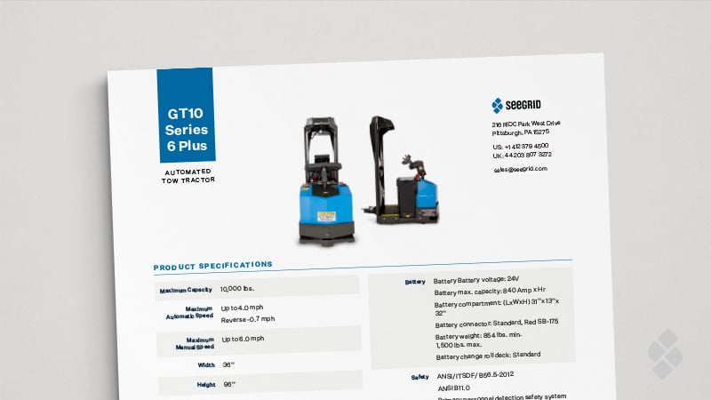 GT10 Series 6 Plus Self-Driving Tow Tractor - Seegrid